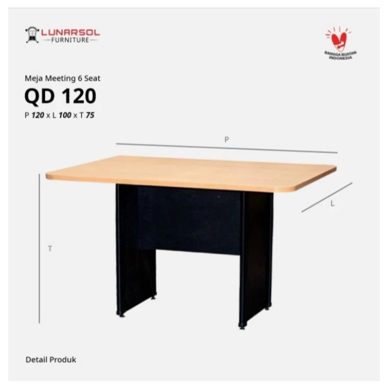 Jual Meja kerja meja kantor meja rapat Lunar QD 120 ukuran 120 x 100 x ...
