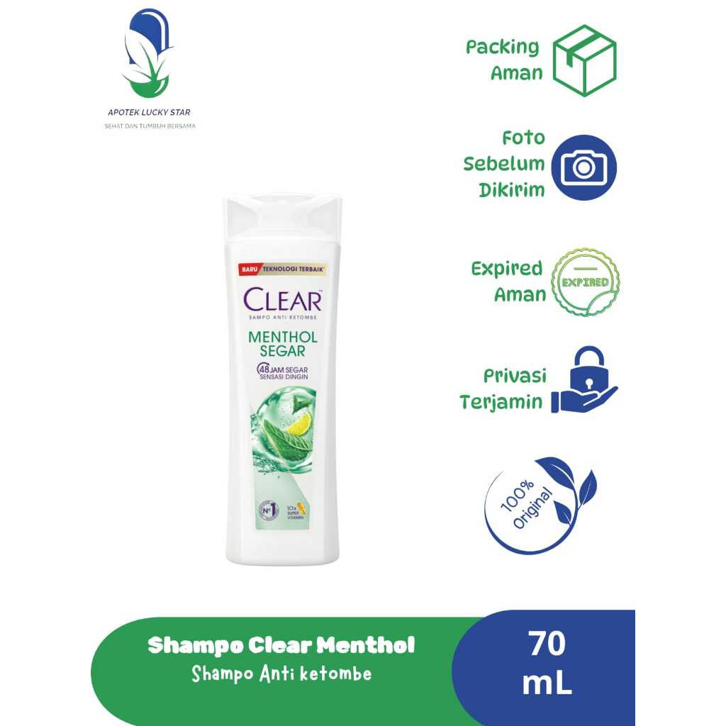 Jual CLEAR Shampoo Anti Ketombe Menthol Segar - 70mL | Shopee Indonesia