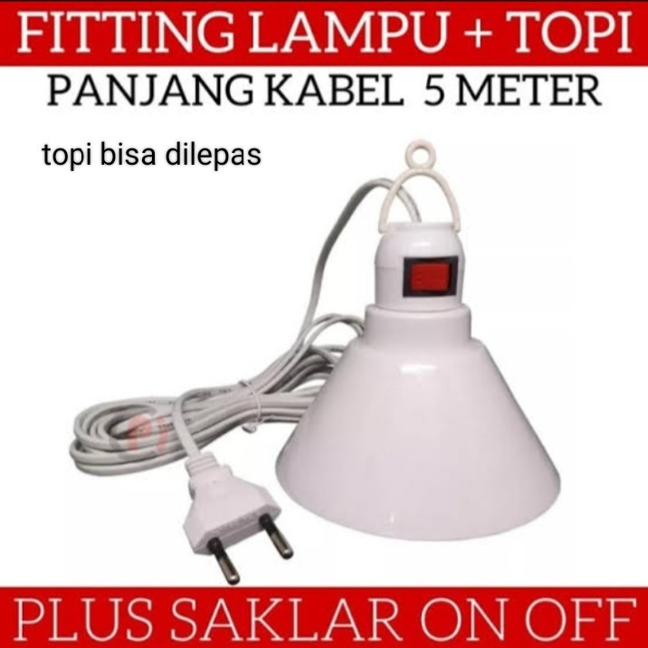 Jual Fiting Fitting Gantung Saklar Colokan Kabel 5 meter 5m Topi ...