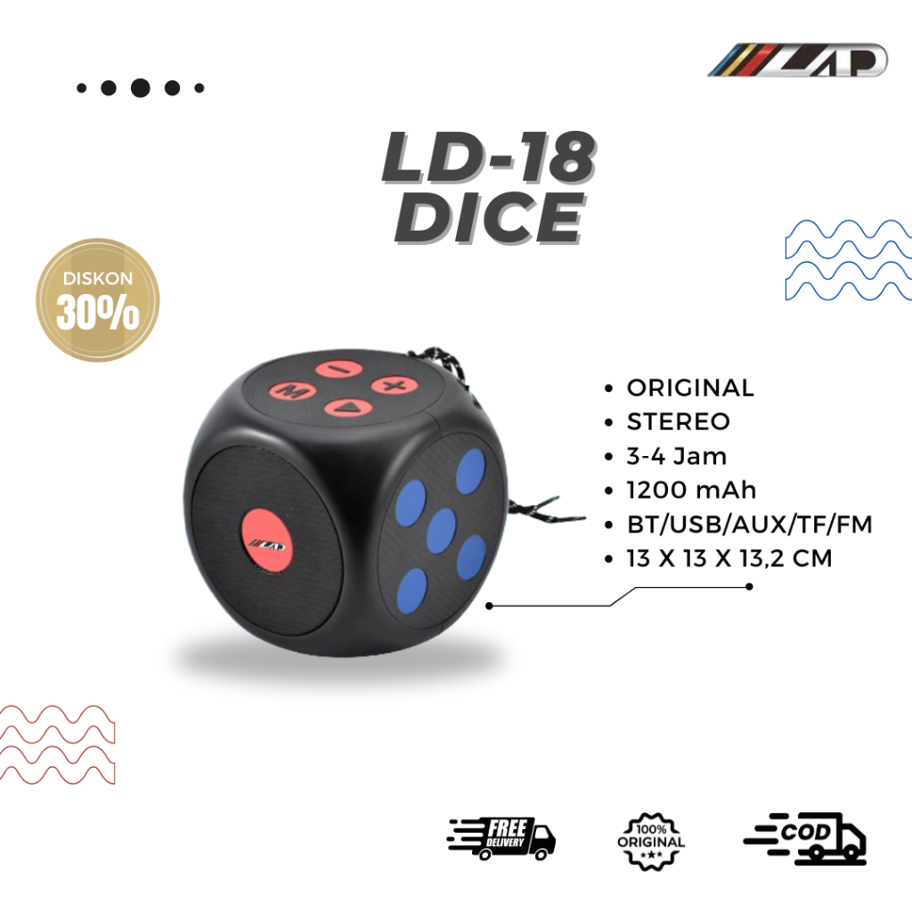 Jual Speaker Bluetooth LAD LD-18 DICE Wireless Speaker Dadu Jumbo Free ...