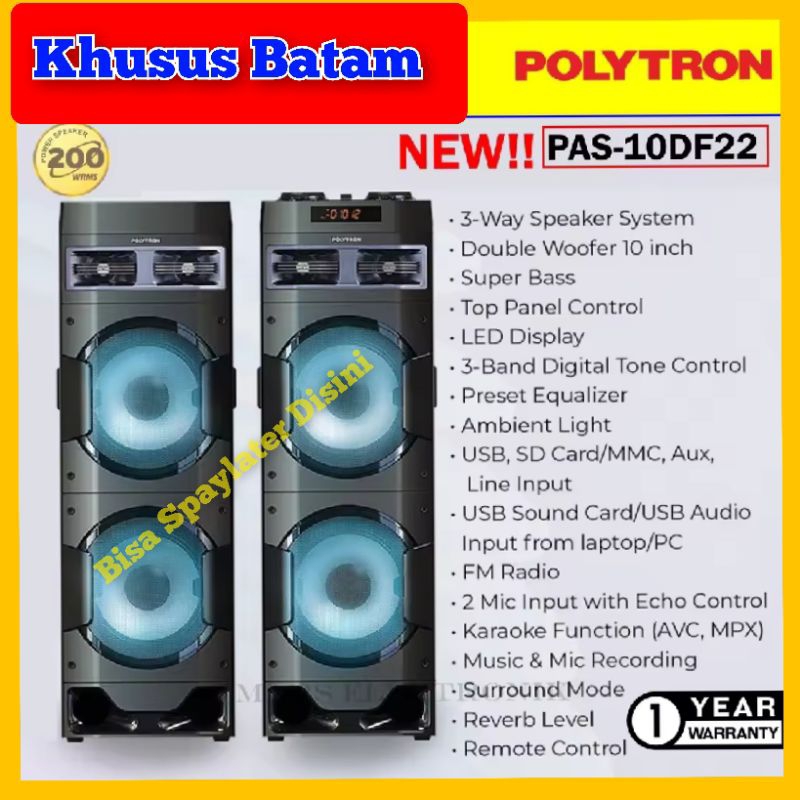 Jual SPEAKER POLYTRON PAS 10DF22/Speaker Aktif 10"inch karaoke (KHUSUS BATAM) | Shopee Indonesia