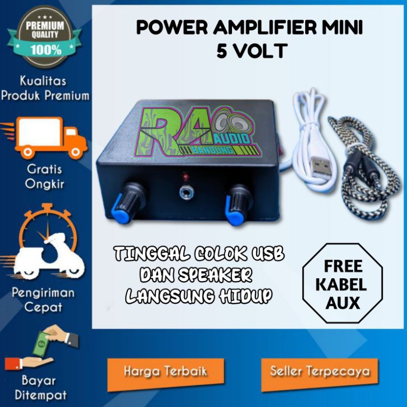Jual Power Ampli Mini Pam 5 Volt TERMURAH!! GRATISS kabel AUX ...