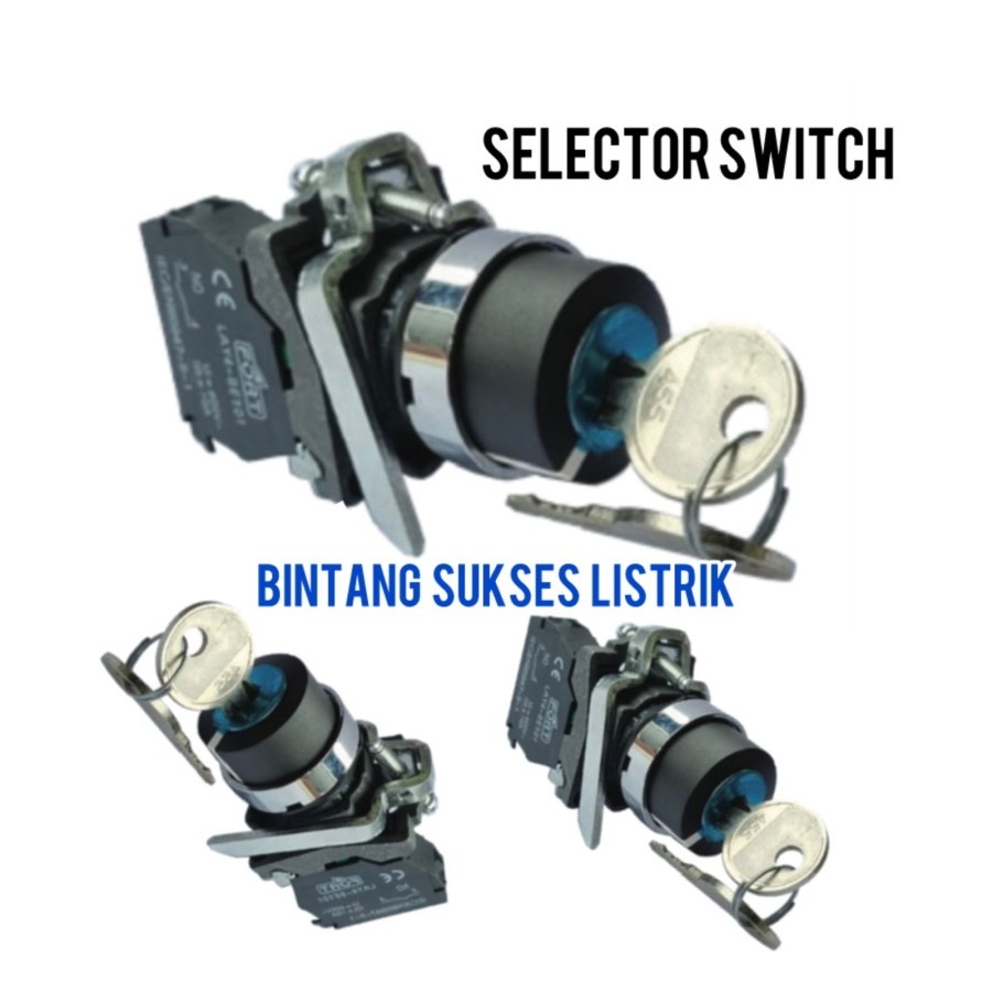 Jual ORIGINAL Selector switch / key switch 2 Position 3 position stay ...