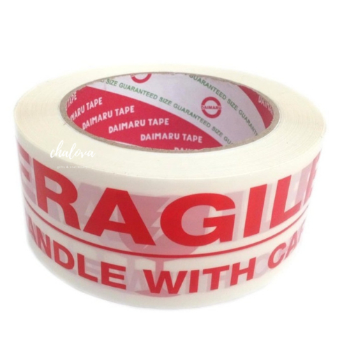 Jual [PCS] LAKBAN FRAGILE PUTIH DAIMARU OPP/ SELOTIP FRAGILE HANDLE ...