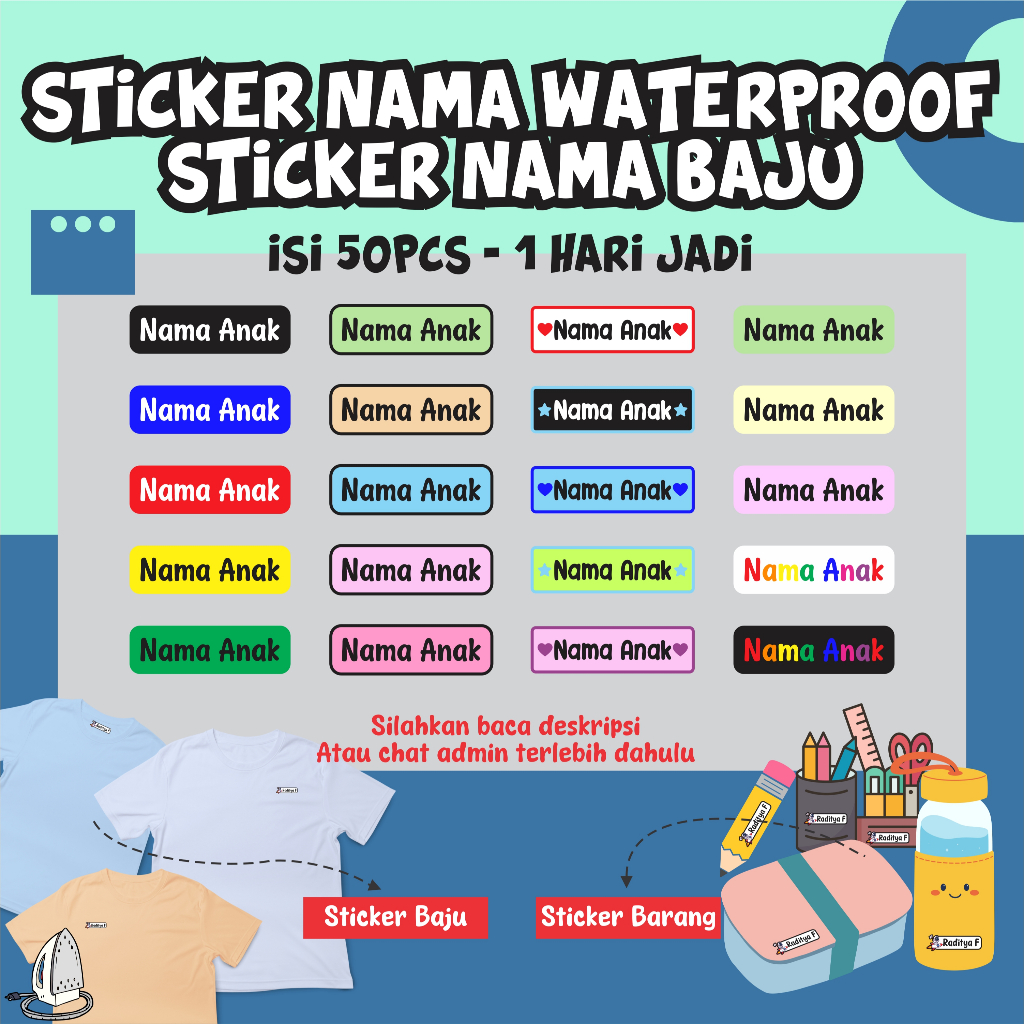 Jual label setrika nama - sticker baju - label nama setrika - sticker ...