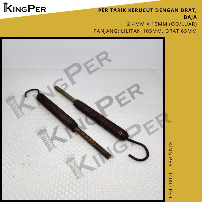 Jual Per Tarik Kerucut dengan Drat Baut Baja 2.4mm x 15mm (OD), Panjang ...