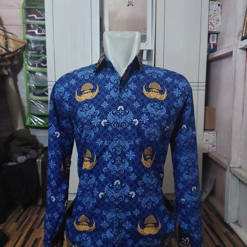 Jual Baju KORPRI PRIA lapis FURING Kerah HITAM PREMIUM / Baju korpri laki-laki Lapis puring ...