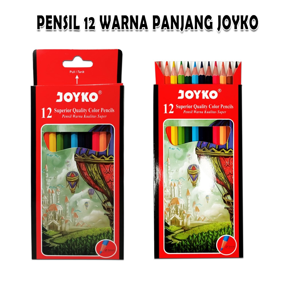 Jual pensil 12 warna panjang joyko cp-100 / 12 warna / 1 set | Shopee ...