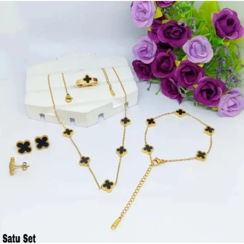 Jual Set Lengkap Titanium Clvr Bunga 5 Gerigi 9mm Bolak Balik Perhiasan ...