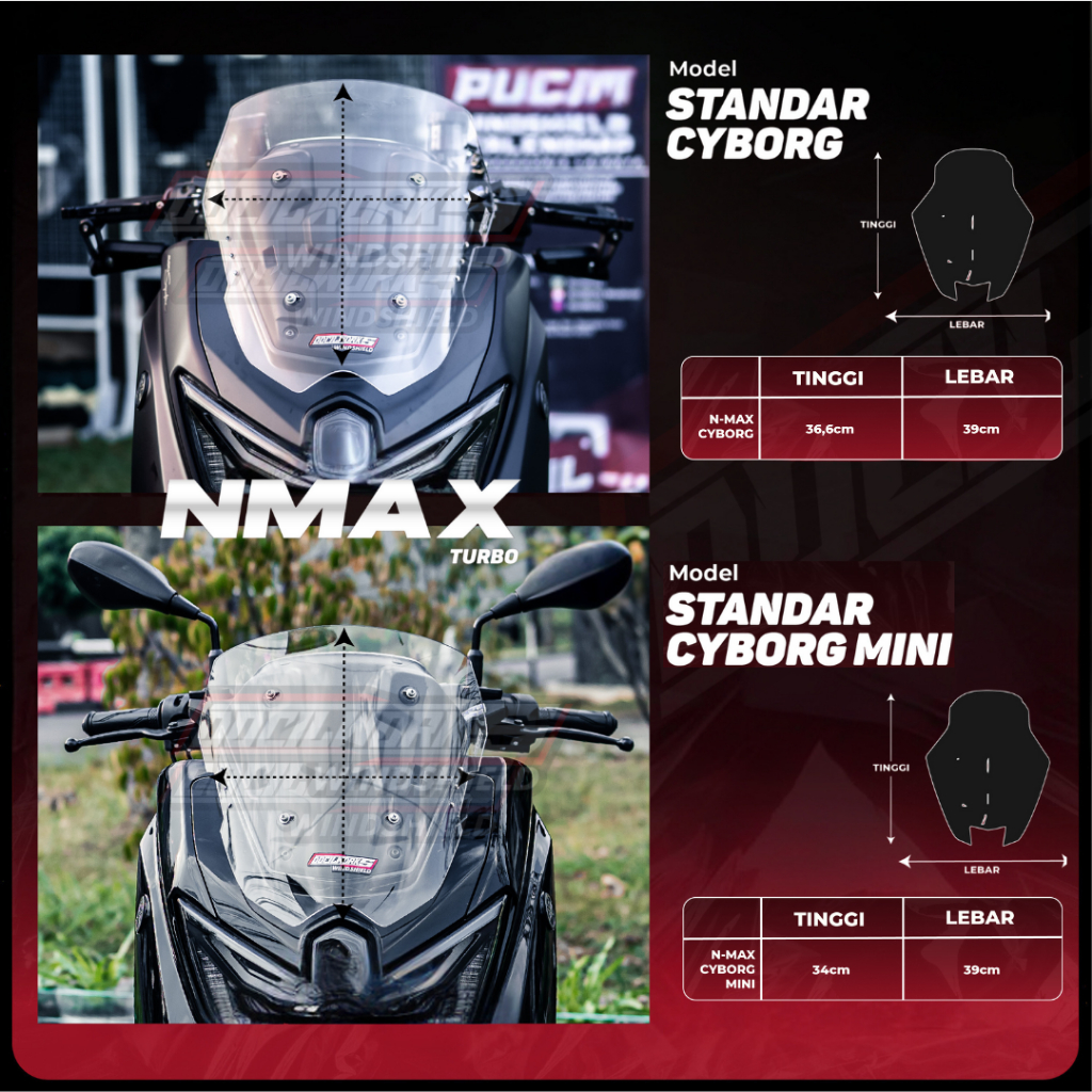 Jual Docilworks - Visor Windshield STANDAR CYBORG MINI CEPER NMAX TURBO ...