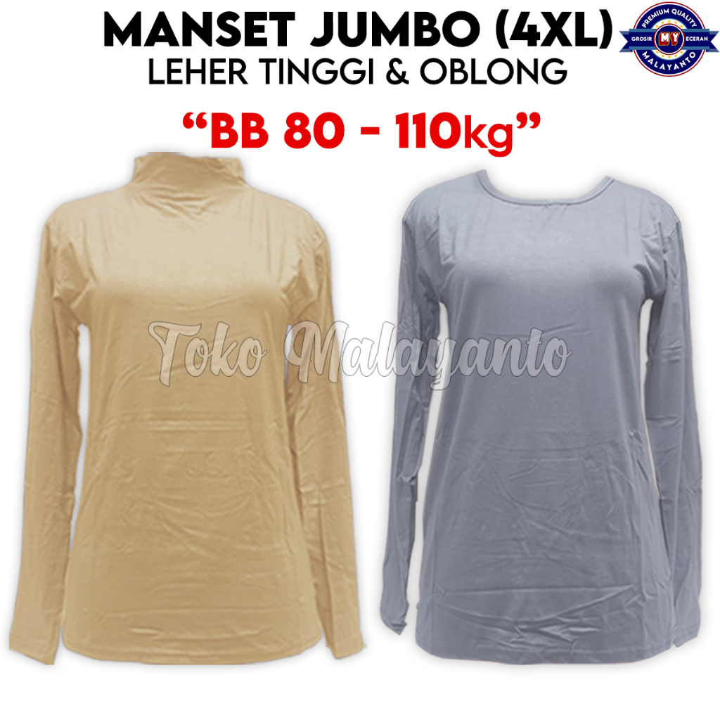 Jual Baju Manset Jumbo Inner iner Big Size Lengan Tangan Panjang Wanita ...