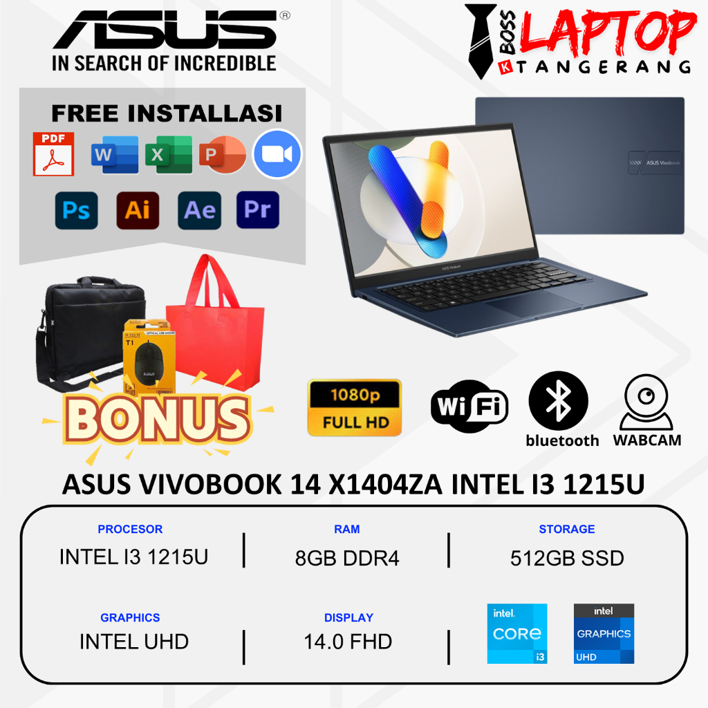 Jual Laptop Asus Vivobook 14 X1404ZA intel i3 1215U 16GB 512GB SSD 14 FHD | Shopee Indonesia