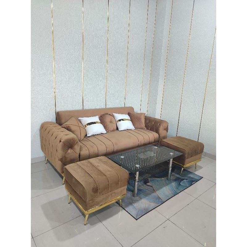 Jual Sofa Tamu Klasik List Gold Mewah Kain Beludru Plus 2 Bh Puff ...