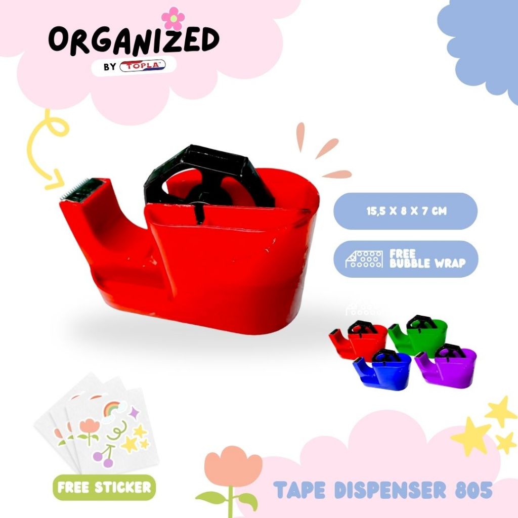 Jual Tape Dispenser 805 Tape Cutter TOPLA Tempat Solatip ukuran 0,5-1 ...