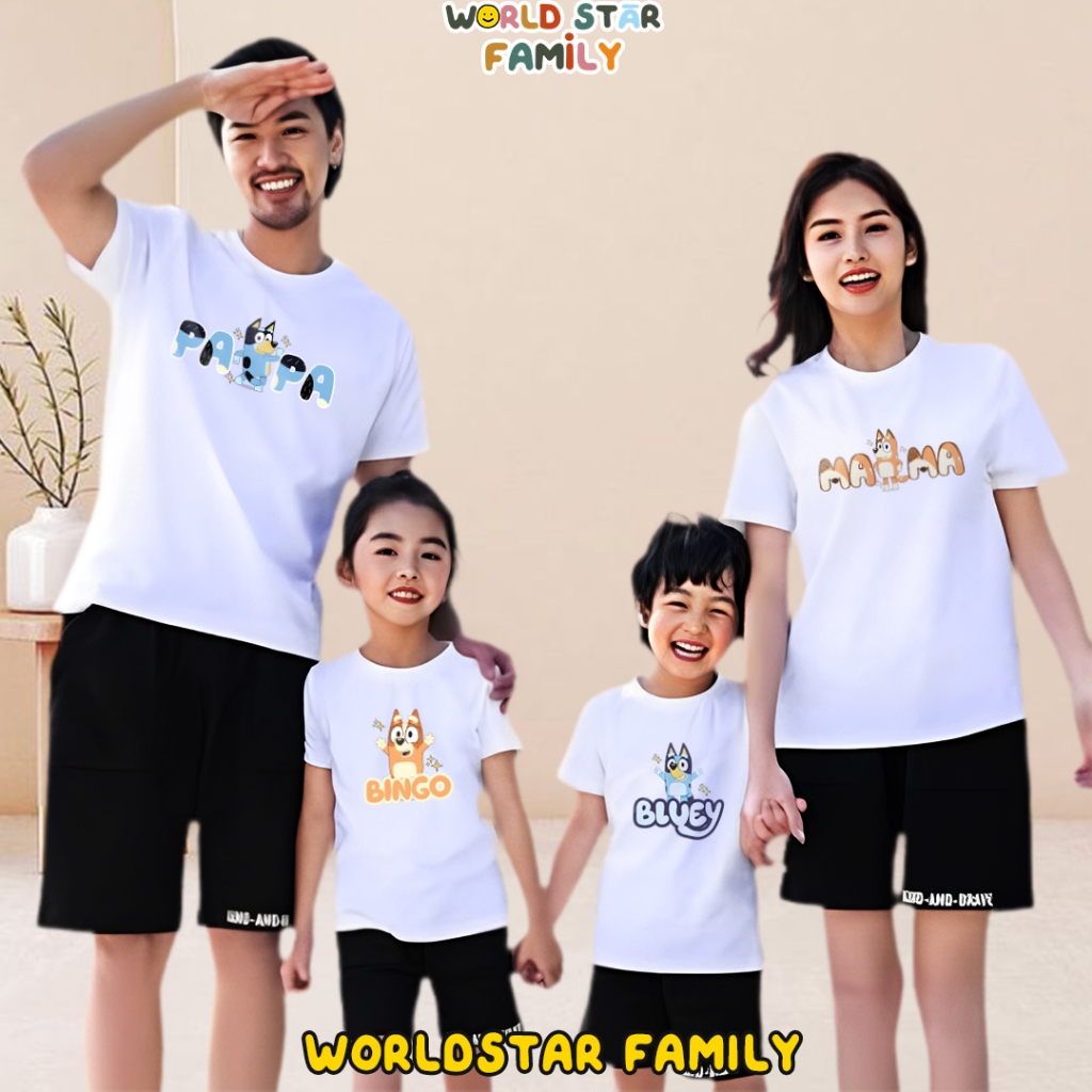 Jual WSF Kaos Couple Keluarga Kartun MOM DAD BLUEY BANDIT RUBAH Lucu ...