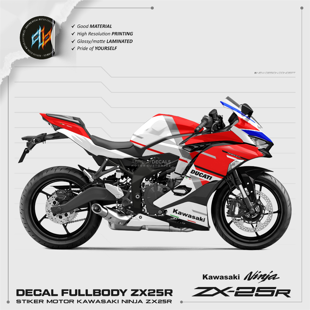 Jual DECAL FULLBODY ZX25R LIVERY DUCATI / STIKER MOTOR KAWASAKI NINJA ...