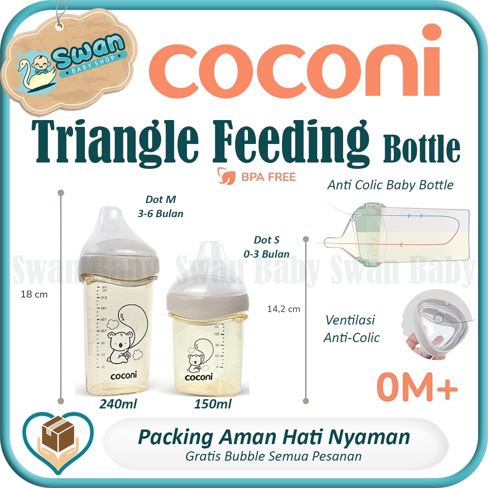 Jual Coconi Triangle Feeding Bottle PPSU 150/240ML / Botol Susu Anak ...
