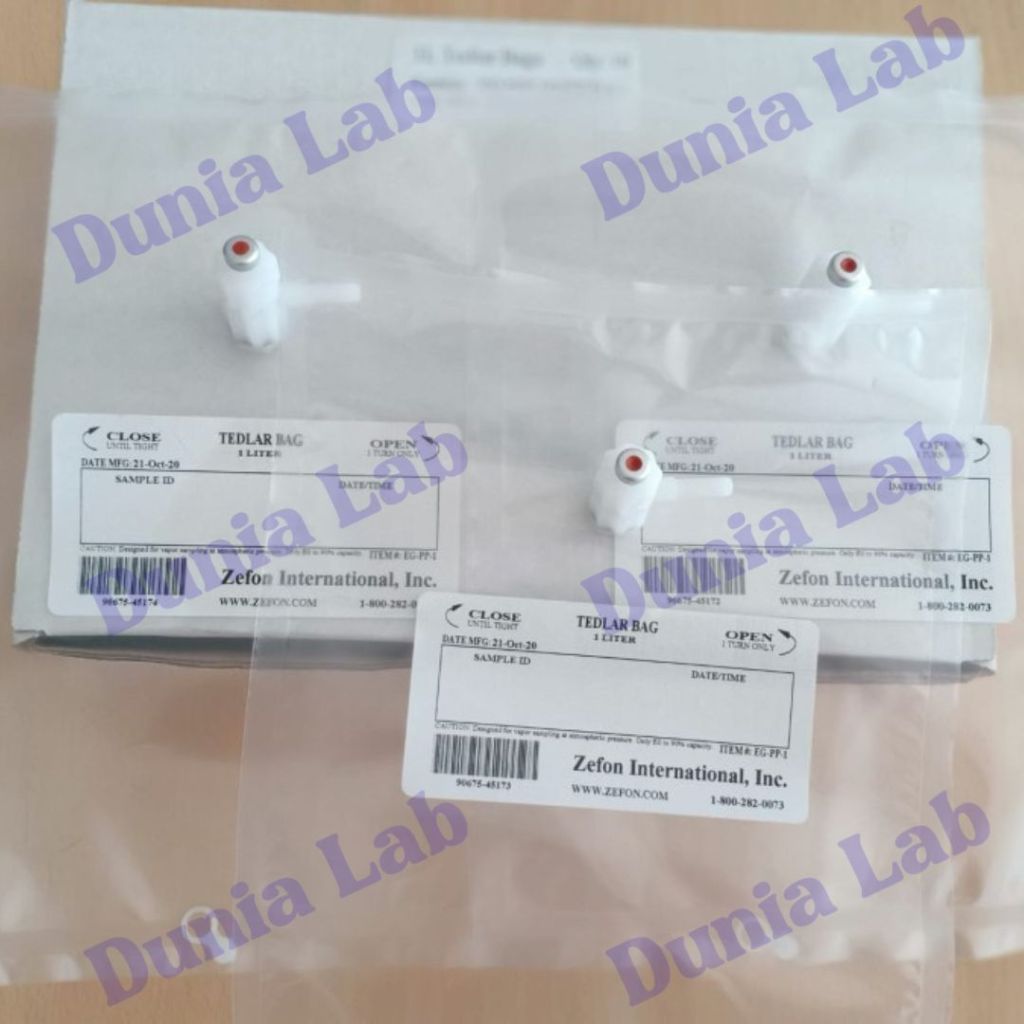 Jual Gas Sampling Bag 1 Liter / Tedlar Bag 1 Liter / Zefon Tedlar Bag 1 ...