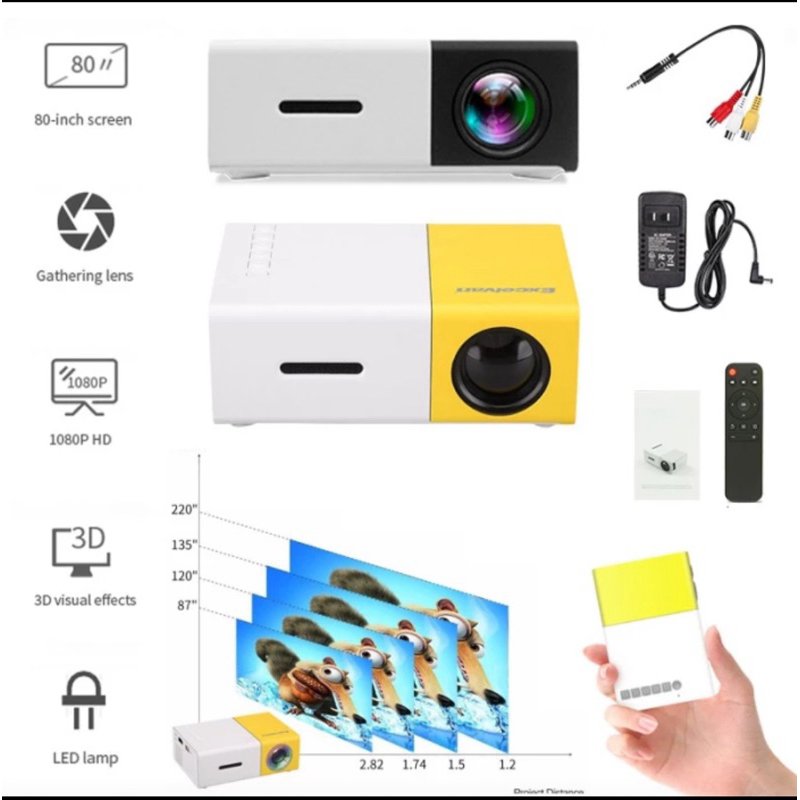 Jual Proyektor mini Projector mini led YG-300 Tersedia Black And Yellow ...