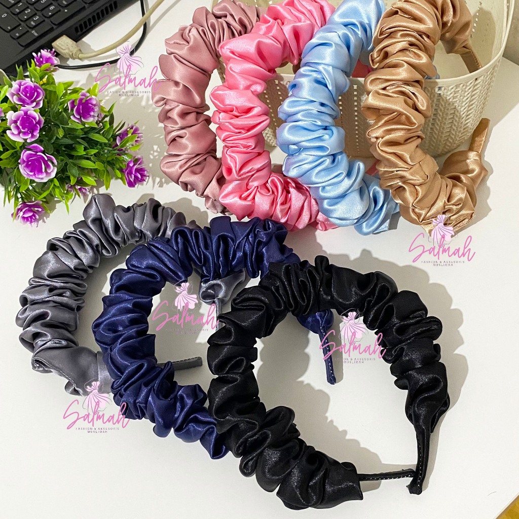 Jual Headband Satin Elegan - Bando Ruffle Anti Pusing | Shopee Indonesia