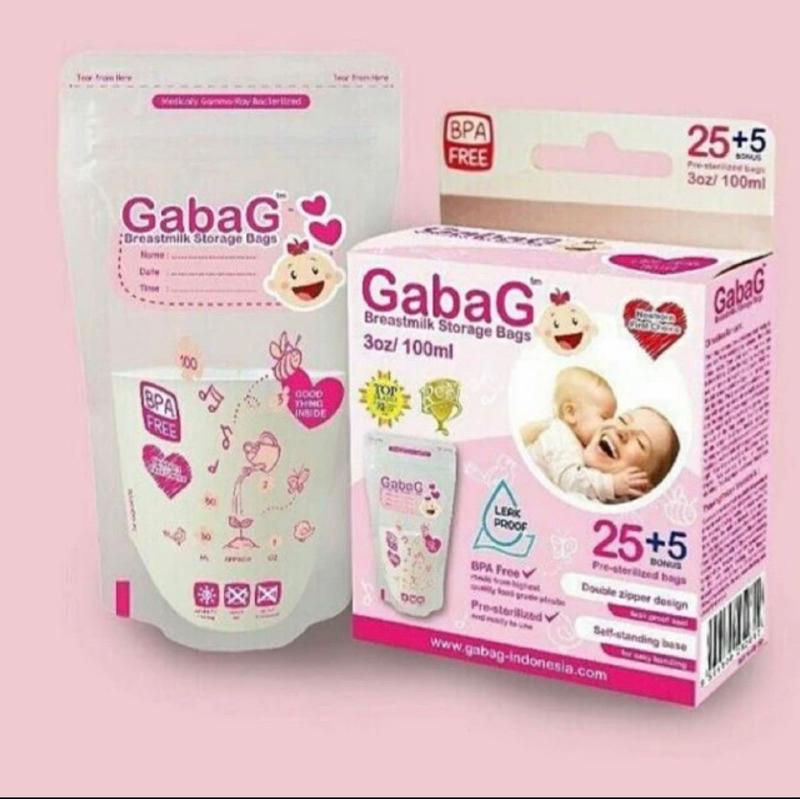 Jual Gabag Breastmilk Storage Bags - Kantong Asi GabaG 100ml 25 + 5 ...
