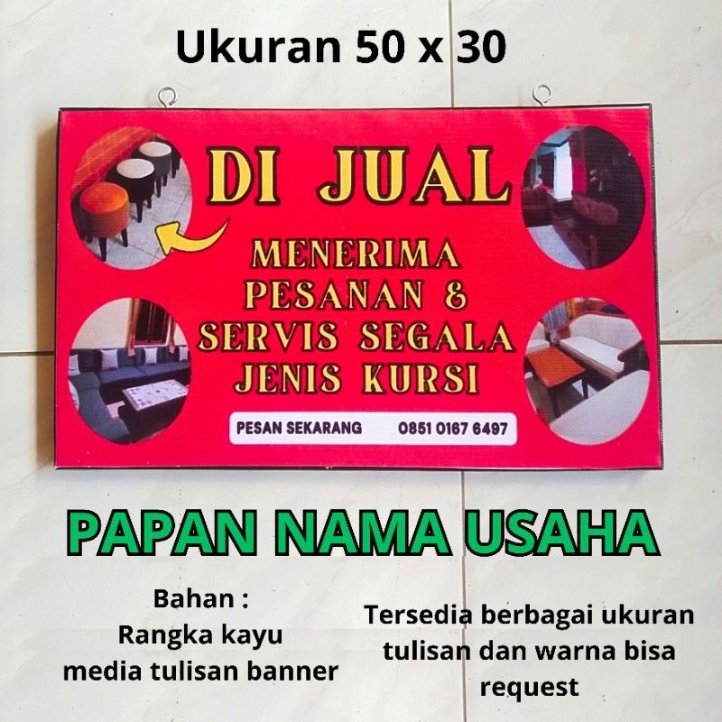 Jual Papan Nama usaha ukuran 50 x 30 Frame Kayu | Shopee Indonesia