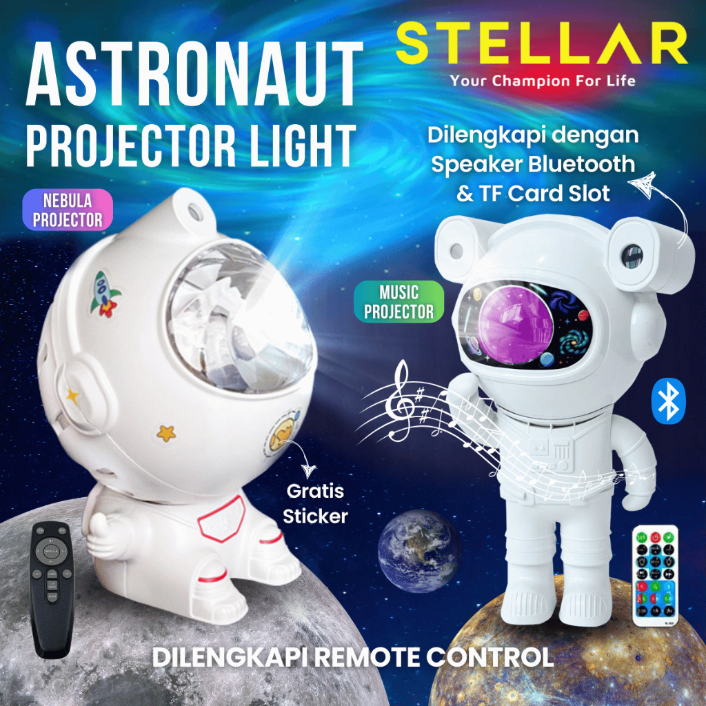 Jual Lampu Tidur Proyektor Astronot Galaxy Bintang Laser | Night Light ...