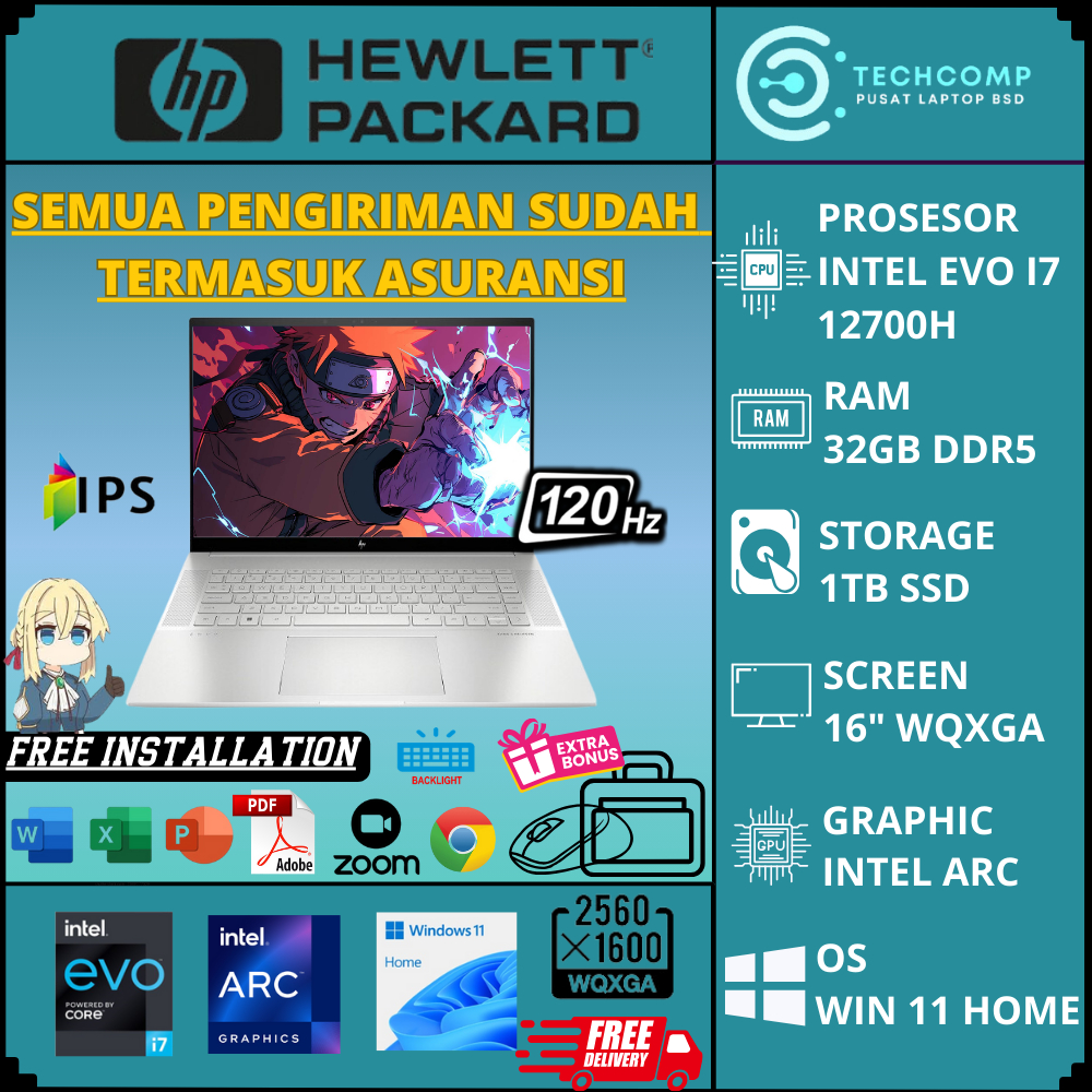 Jual LAPTOP HP ENVY 16 INTEL EVO I7 12700H RAM 32GB DDR5 1TB SSD WQXGA ...