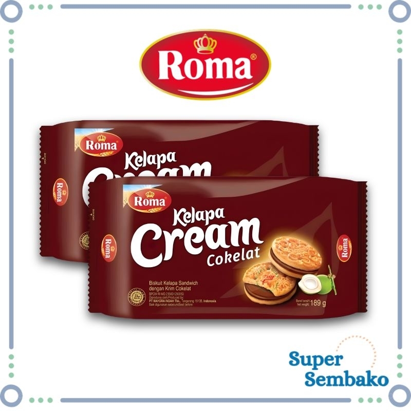 Jual SNACK CEMILAN BISKUIT SANDWICH ROMA KELAPA CREAM COKELAT 189gr ...