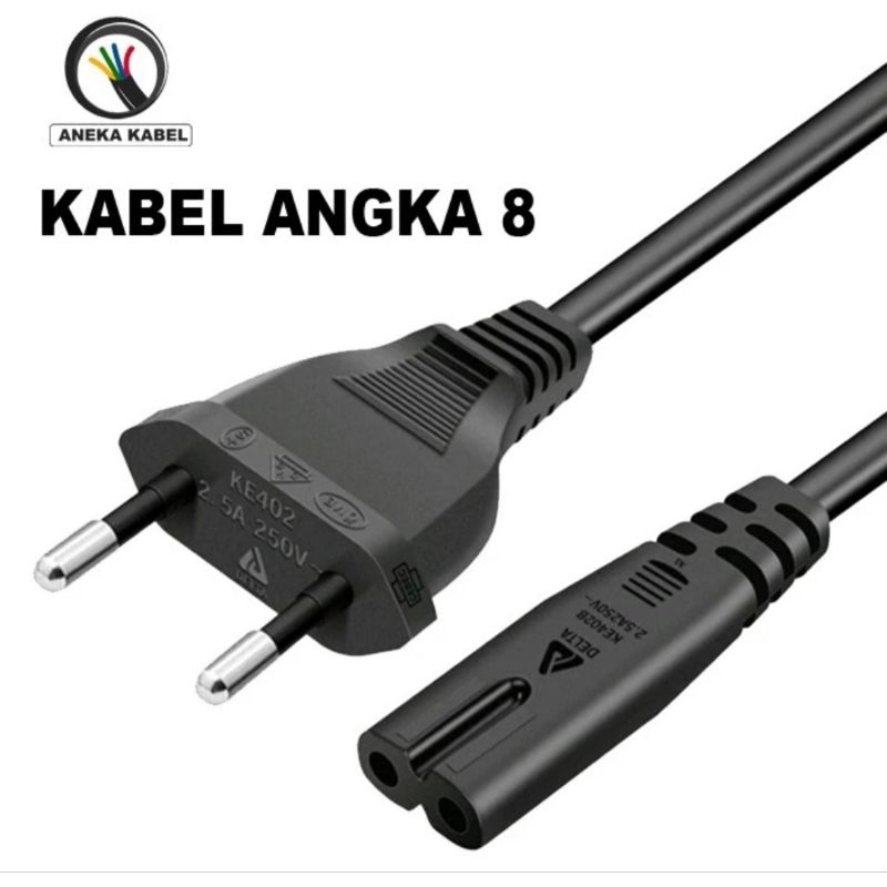 Jual KABEL POWER ANGKA 8/ Kabel power printer angka 8 ( Lubang 2 ) | Shopee Indonesia