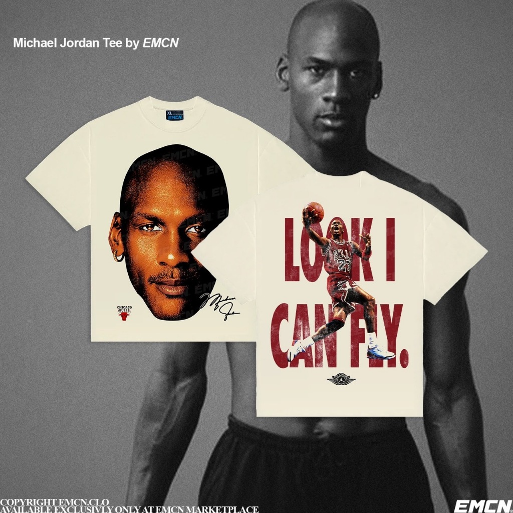 Jual EMCN Oversized Tee Michael Jordan Look I Can Fly | Shopee Indonesia