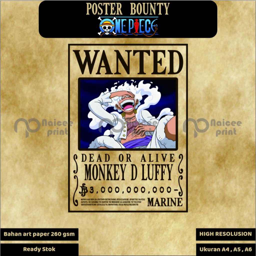 Jual Poster Bounty One Piece Paket Kru Bajak Laut Poster Wanted One ...