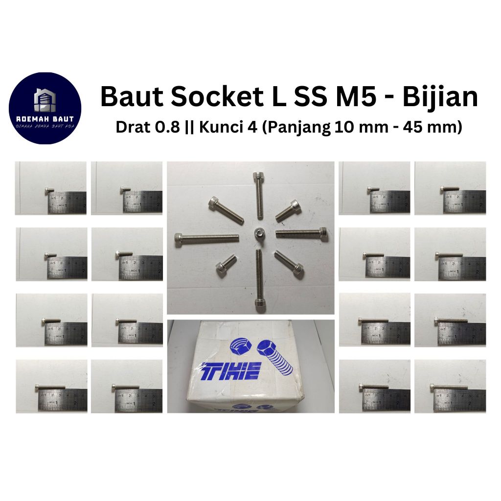 Jual Baut L Stainless SS 304 M5 (Panjang 8mm - 45mm) | Shopee Indonesia