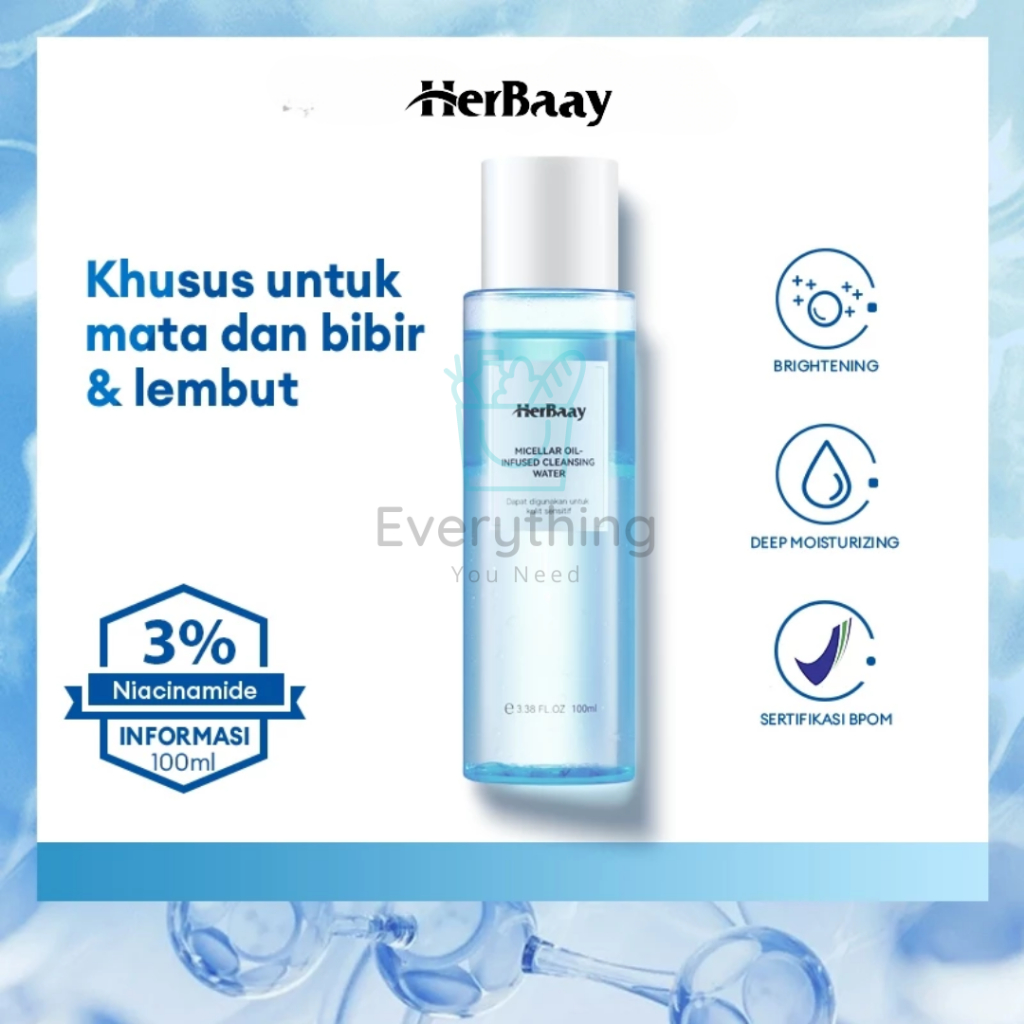 Jual HerBaay Micellar Oil-Infused Cleansing Water - Gentle Eye & Lip ...