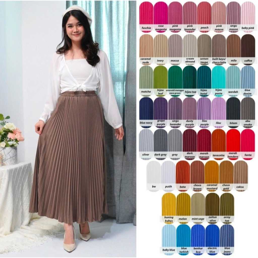 Jual Nhm Rok Plisket Panjang Wanita Dewasa Remaja Bawahan Muslim | Shopee Indonesia