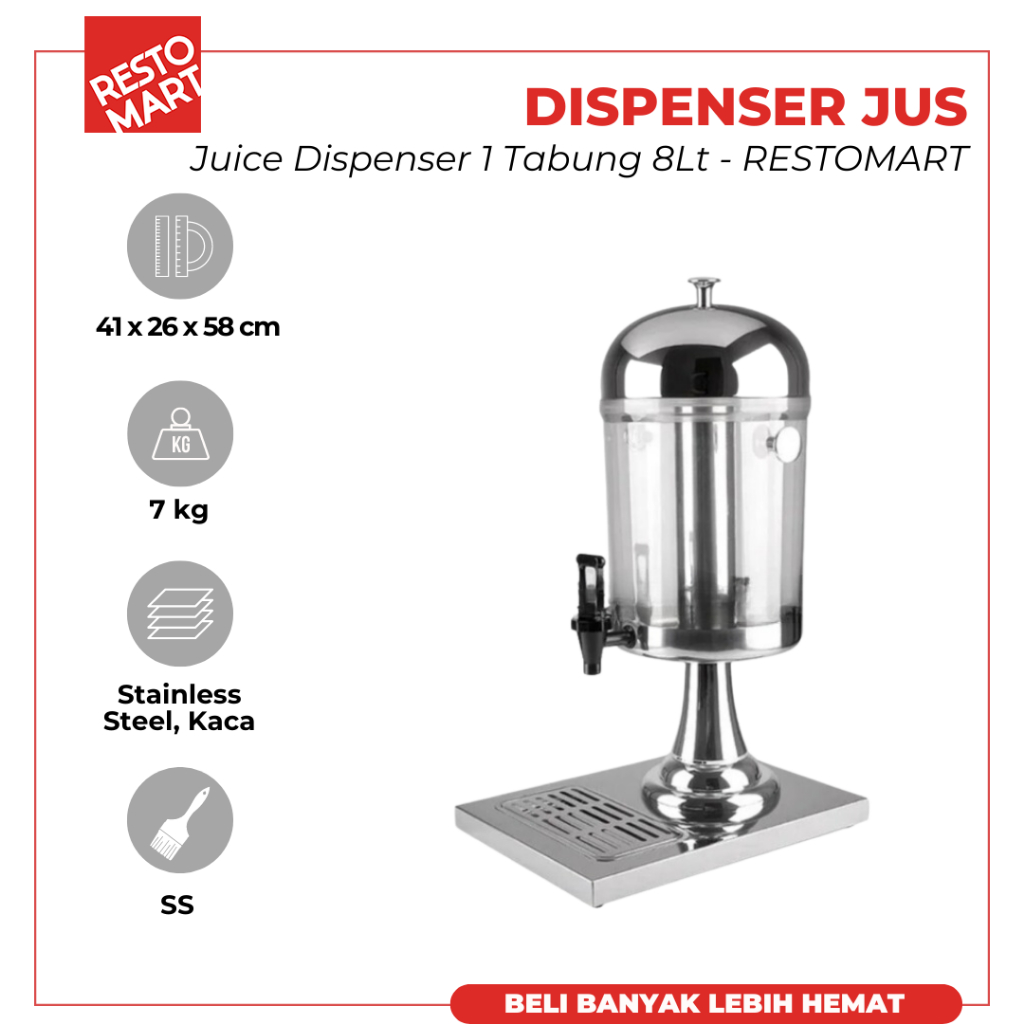 Jual Juice Dispenser 1 Tabung 8 Liter SUBRON Stainless Steel (0220112 ...