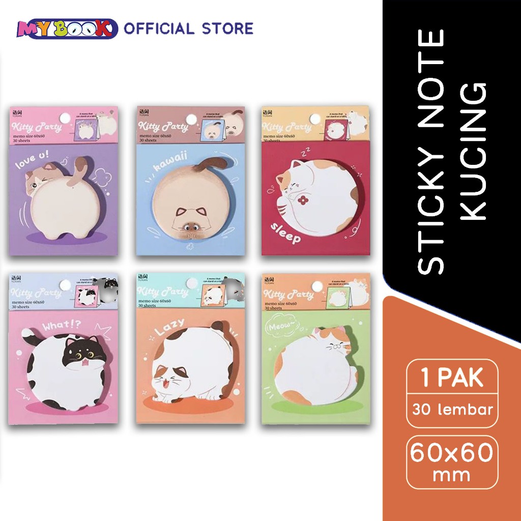 Jual Sticky Notes Kucing Premium | Standing Memo Aesthetic Korea Style ...