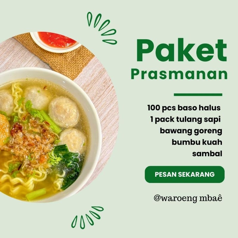 Jual Paket Baso Prasmanan ( 100 butir bakso , saus sambal, tulang kaldu ...