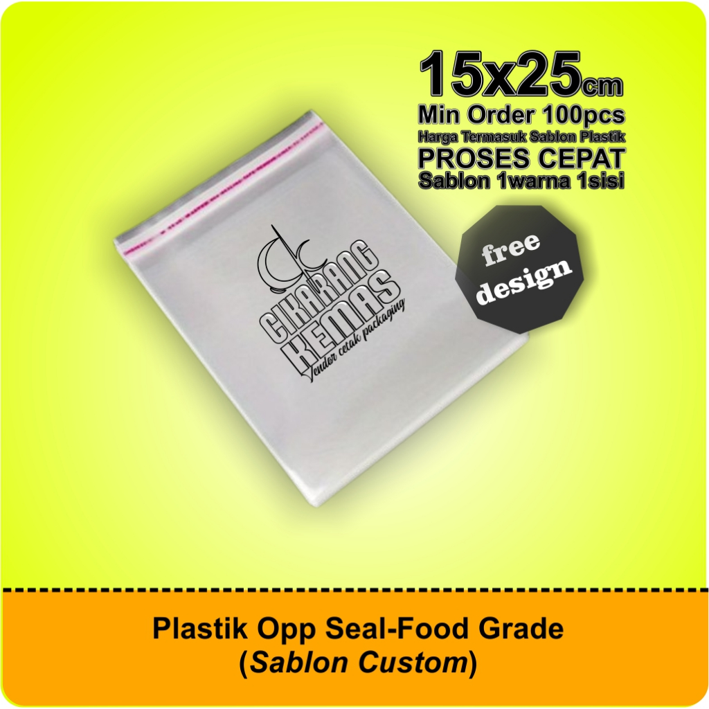 Jual Plastik Opp Seal 15x25 Custom Sablon Free Design | Shopee Indonesia