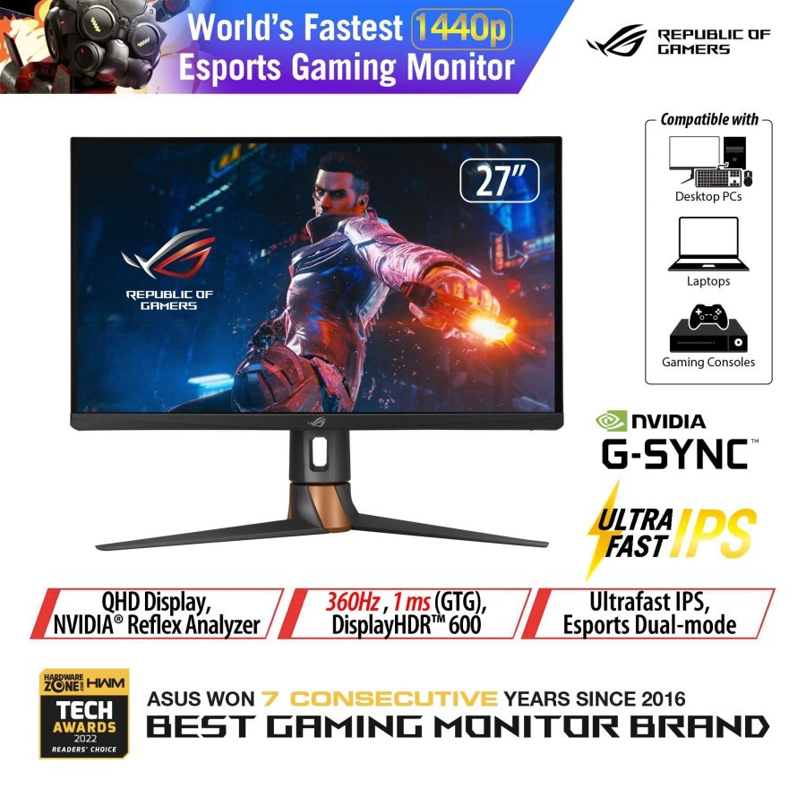 Jual ASUS ROG Swift PG27AQN | 27" QHD Ultra Fast IPS 360Hz 1ms G-SYNC Gaming Monitor | Shopee ...