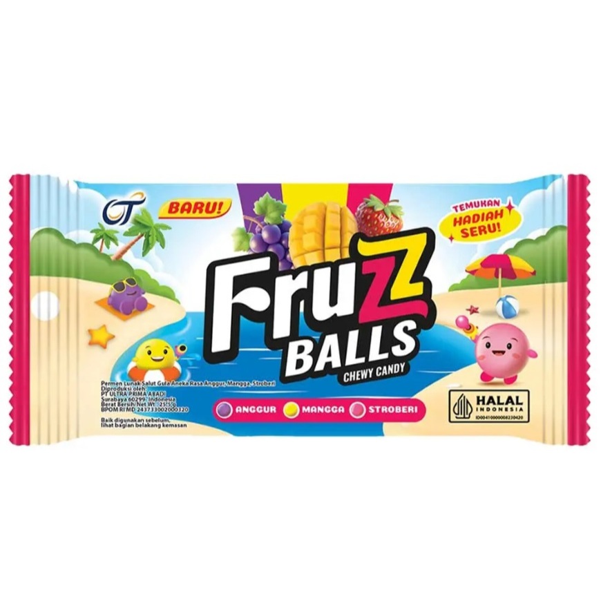 Jual Fruzz Chewy Candy Balls Rasa Anggur Mangga Stroberi 25gram ...