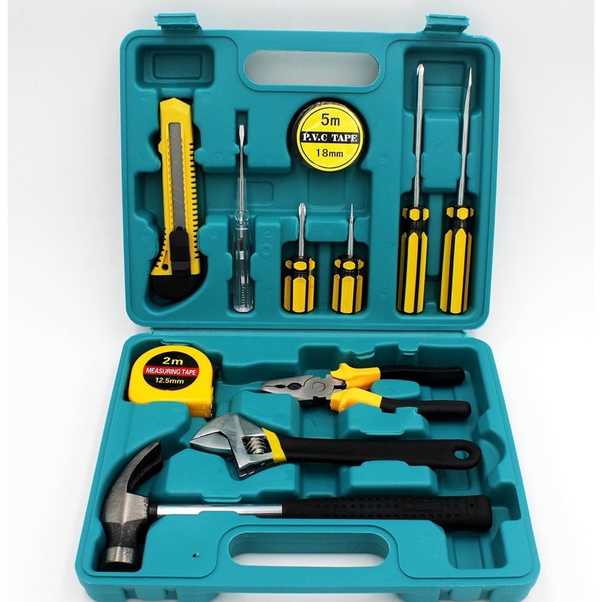 Jual Alat Perkakas 12 in 1 Tool Kit Tool Set Tool Box Obeng Tang Palu ...