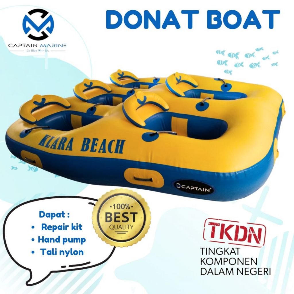 Jual Wahana Air Donat Boat Perahu Karet 5 Orang CAPTAIN | Shopee Indonesia