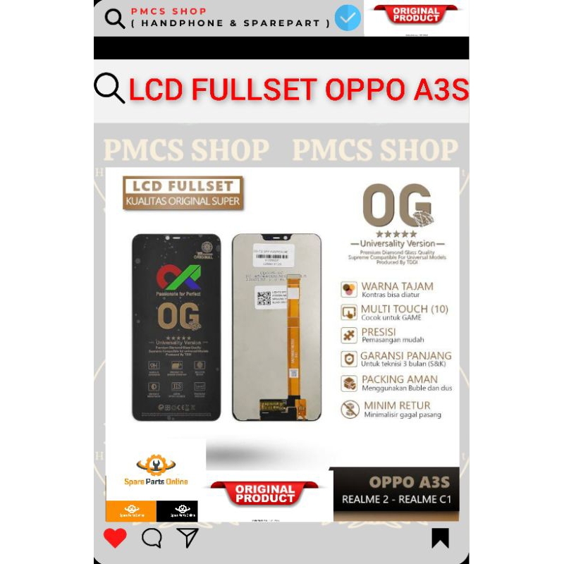 Jual LCD FULLSET OPPO A3S OG SUPER PREMIUM KUALITAS ORIGINAL | Shopee Indonesia