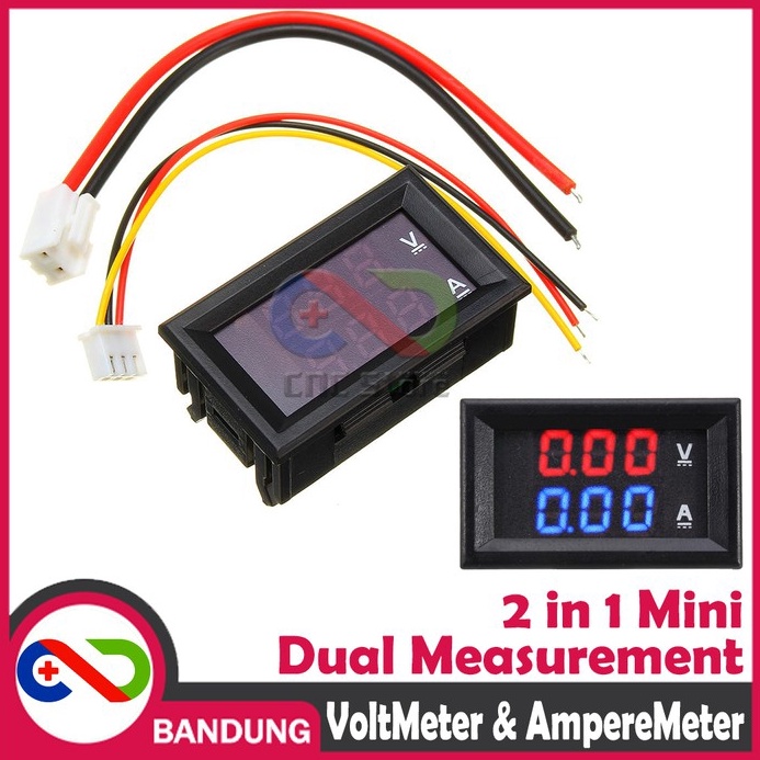 Jual DUAL MINI VOLTMETER AMMETER AMPERE METER LED 1V 1A DC | Shopee ...