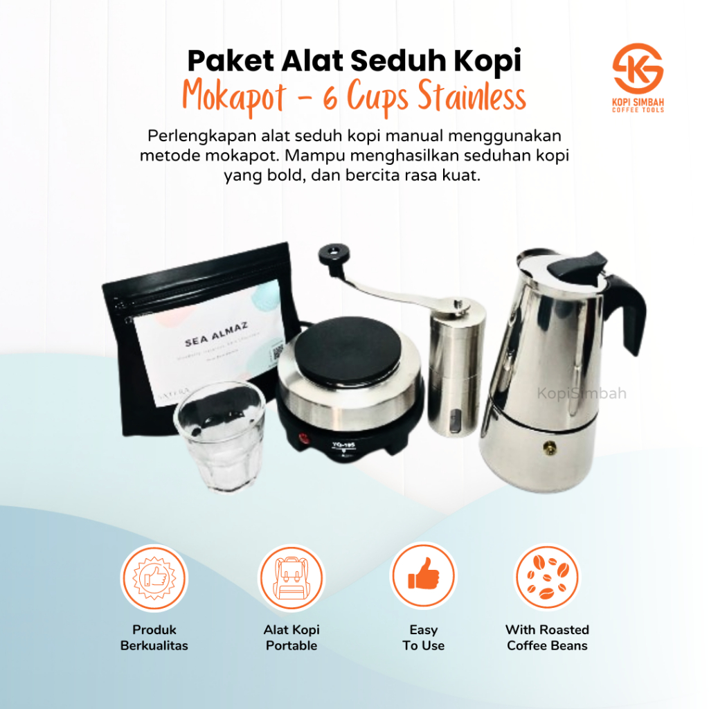 Jual Paket BREWING MOKAPOT Alat Seduh Pembuat Kopi Espresso Manual Brew ...