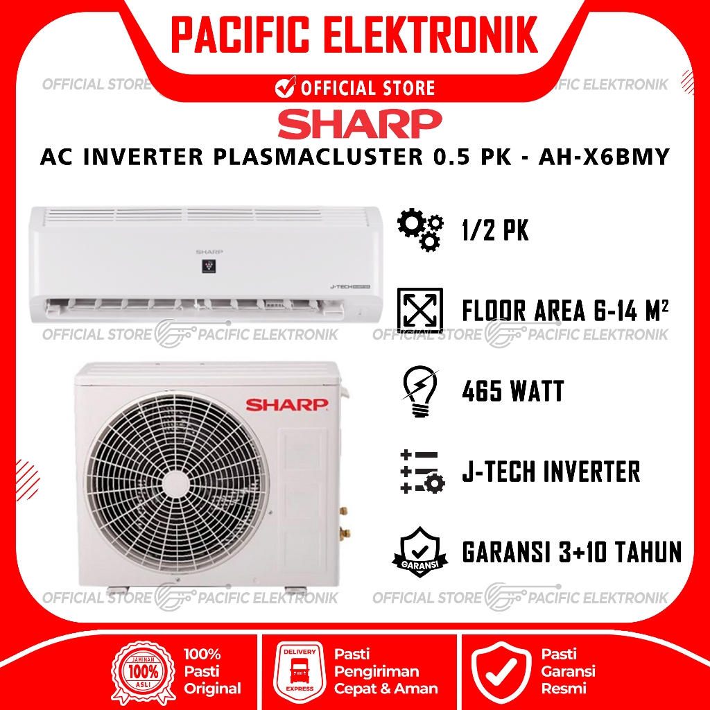 Jual AC SHARP Inverter Plasmacluster BMY Series AH-XP6BMY/ AHXP6BMY/ 6BMY 0,5 PK | Shopee Indonesia