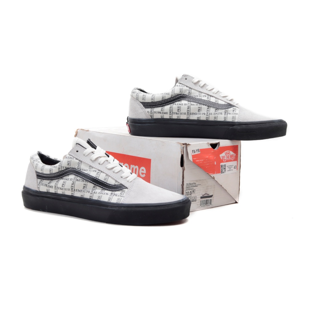 Jual (DBX) Seaptu Vans Old Skool Pro Supreme Grid White | Shopee Indonesia