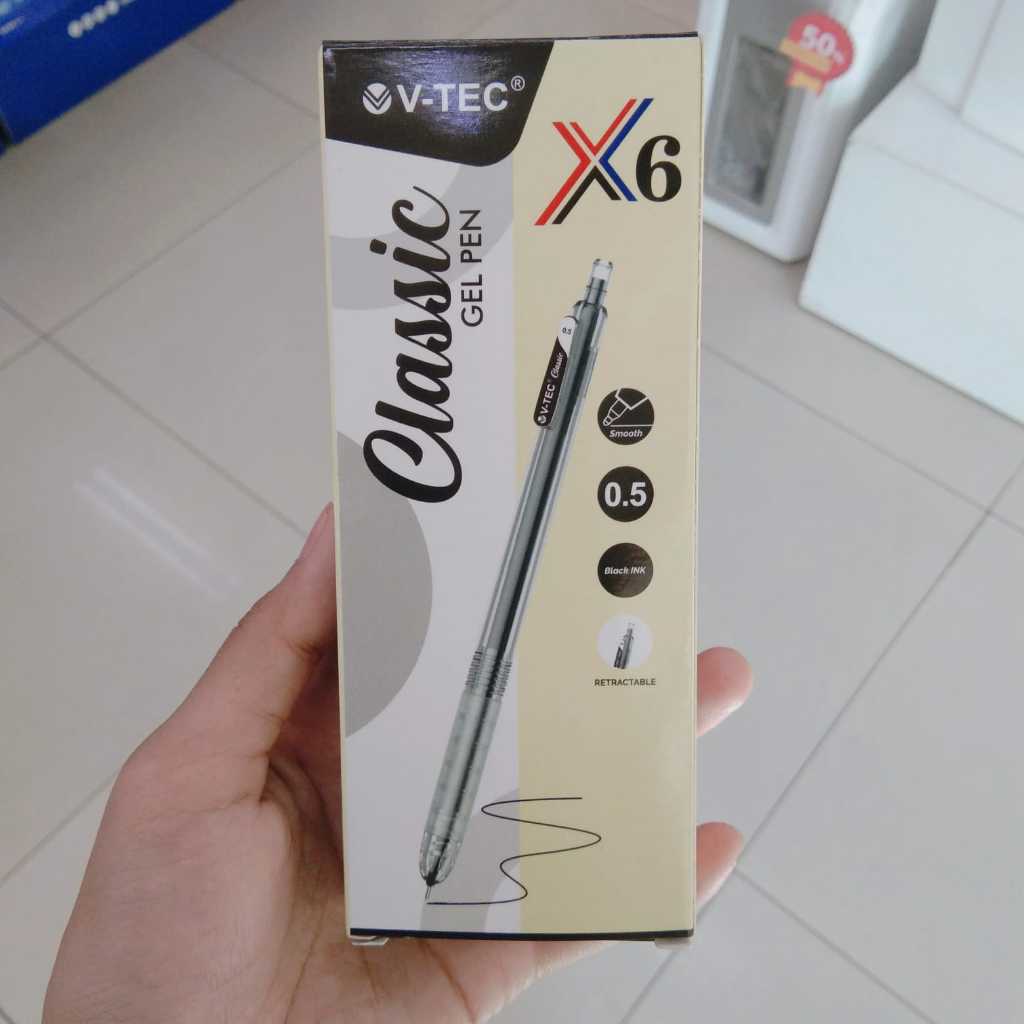 Jual VTEC Classic X6 GEL PEN 0.5 1 PACK isi 12 warna HITAM / BIRU ...