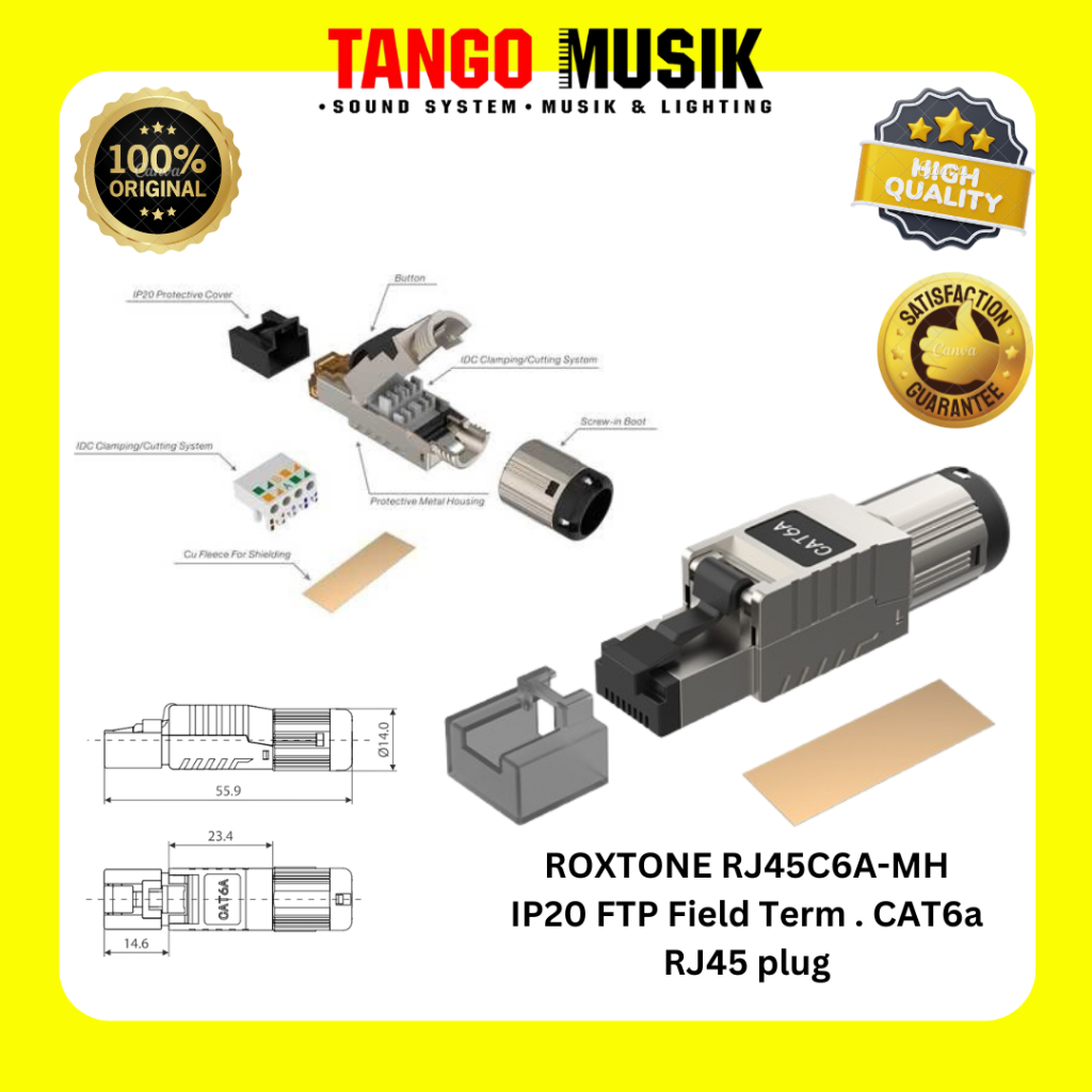Jual JACK ETHERNET ROXTONE RJ45C6A MH ORIGINAL / KONEKTOR ETHERNET RJ ...